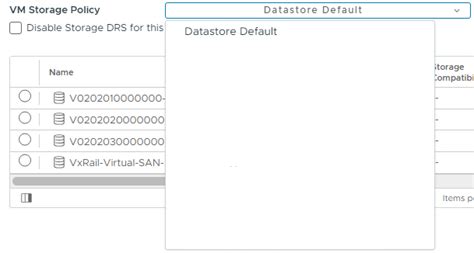 dell vxrail vxrail manager redeploy does not show vm storage policies