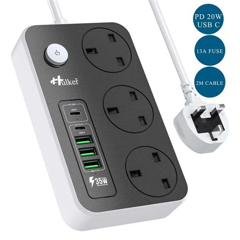 Usb Pd W Extension Lead Usb Port Power Strip With Way Sockets M Cord Ebay