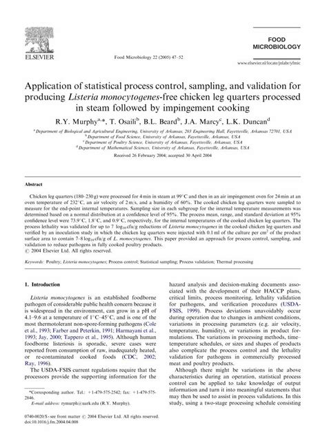 Pdf Application Of Statistical Process Control Sampling And