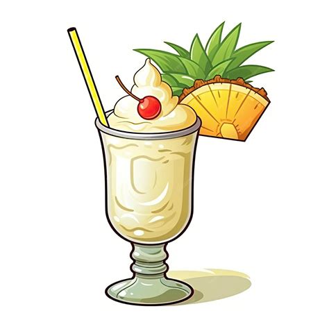 Premium Vector Cartoon Vector Pina Colada On White Background