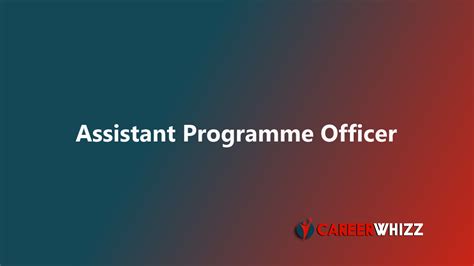 New Assistant Programme Officer Job Careerwhizz