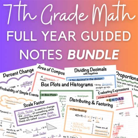 7th Grade Math Full Year Guided Notes Bundle By Exhausted Teacher Co