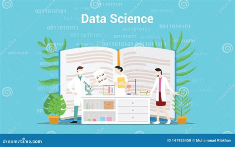 Data Science Concept With Laboratory Team Working On Data Vector