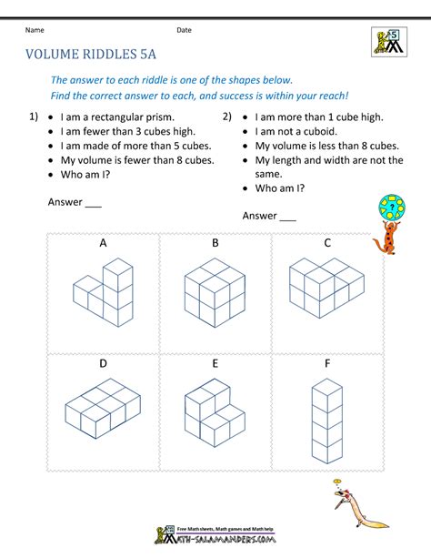 Volume Word Problems Worksheet