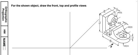 SOLVED Autocad Drawing Please Write The Steps Of How To Draw The Front Top And Profile Views