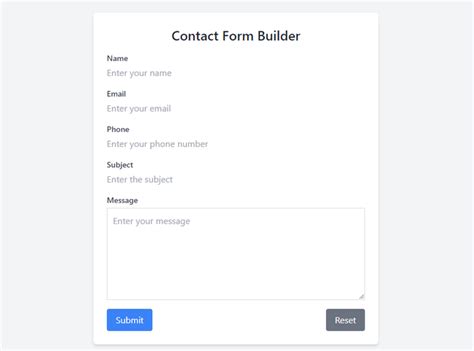 Design A Contact Form Using Tailwind Css Geeksforgeeks