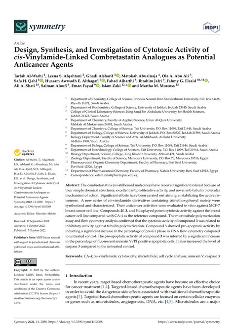 Pdf Design Synthesis And Investigation Of Cytotoxic Activity Of Cis