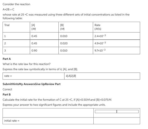 Solved Consider The Reaction A 2b C Whose Rate At 25°c Was
