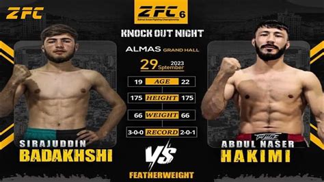 Zfc6 Abdul Naser Hakimi Vs Serajuddin Badakhshi In Season 6 Knock Out Knight Youtube
