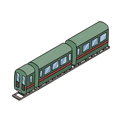 Premium Vector Green Train Carriages On Rails Vector