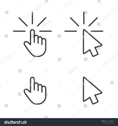 Arrow Hand Icon Set Computer Mouse Stock Vector Royalty Free Shutterstock