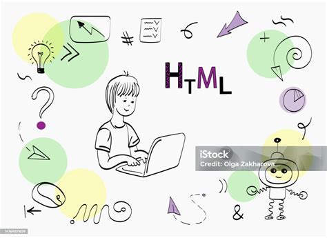 어린이 코딩 교육 개념 어린이 코드 학교 벡터 일러스트레이션 노트북에 대한 스톡 벡터 아트 및 기타 이미지 노트북 사람들 일러스트레이션 Istock