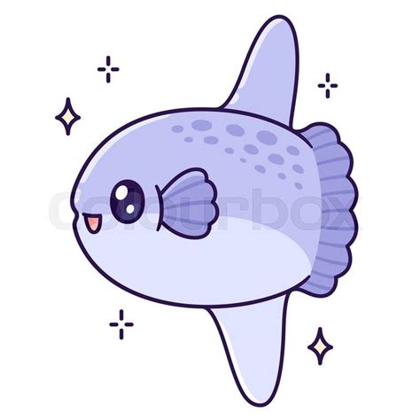 Cute Cartoon Sunfish Drawing Sun Fish In Kawaii Style Vect Colourbox