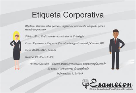Etiqueta Corporativa Evento Gratuito Em Belo Horizonte Sympla