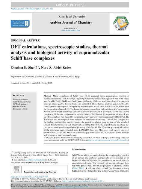 (PDF) DFT calculations, spectroscopic studies, thermal analysis and ...