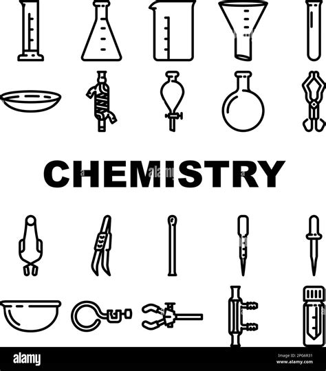 Chemistry Laboratory Flask Test Icons Set Vector Stock Vector Image Art Alamy