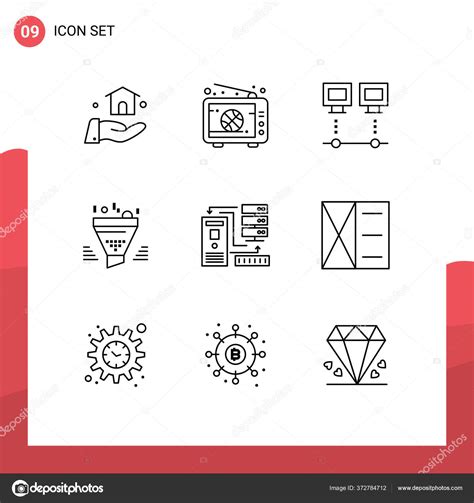 User Interface Pack Basic Outlines Result Sort Computers Funnel Editable Stock Vector Image By