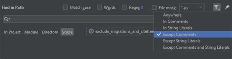 exclude comments from search results in intellij global search stack