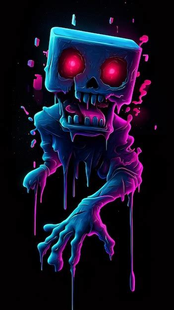 Glowing Neon Zombie Monster Premium Ai Generated Image