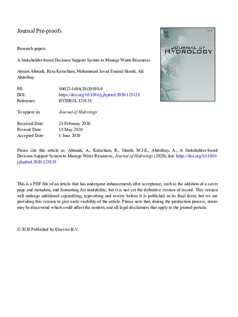Pdf A Stakeholder Based Decision Support System To Manage Water Resources
