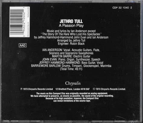 Cd Occasion Jethro Tull A Passion Play Diggovinyl