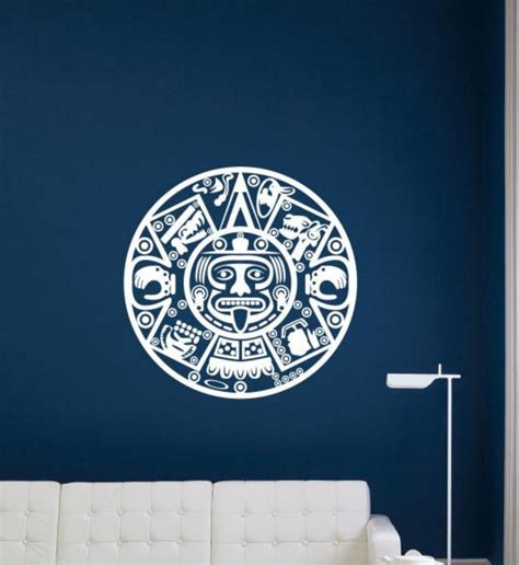 Aztec Calendar Decal Wall Vinyl Sticker Mayan Decor Maya Wall Art