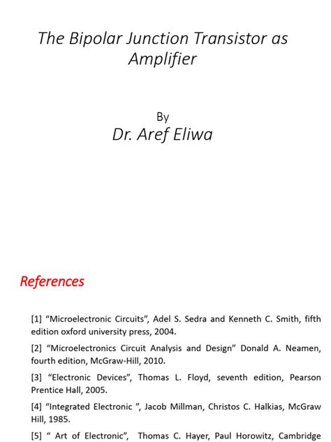 Lecture5 Bipolar Junction Transistor As Amplifier Pdf Bipolar Junction Transistor Amplifier