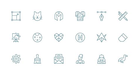 Graphic Design Set With 18 Minimal Line Icons Clean Icon Set Icon Pack