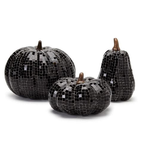 Black Glass Mosaic Pumpkins Halloween Home Decor Mosaic Glass Black