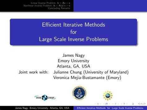 Efficient Iterative Methods For Large Scale Inverse Problems