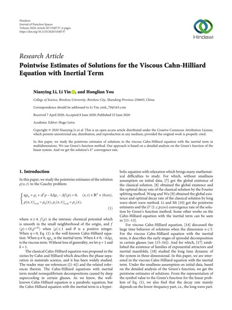 Pdf Pointwise Estimates Of Solutions For The Viscous Cahn Hilliard