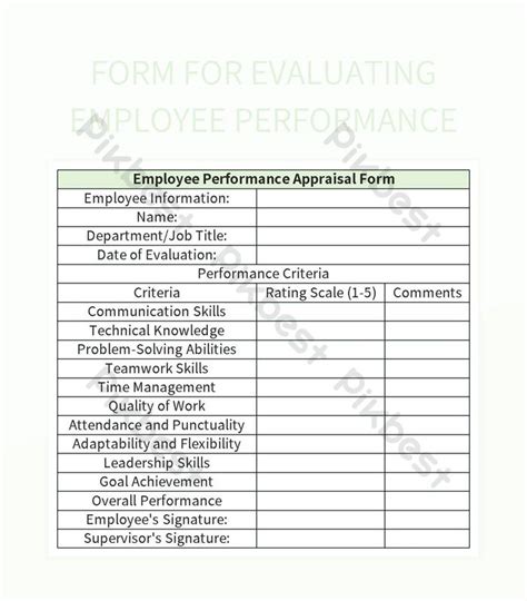 Optimizing Employee Performance A Comprehensive Evaluation Form Excel Template Free