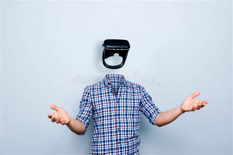 Collage 3d Virtual Reality Goggles Man Headless Invincible Using Modern