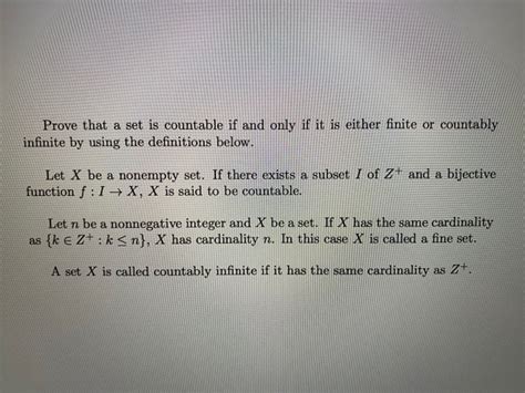 Solved Prove That A Set Is Countable If And Only If It Is Chegg