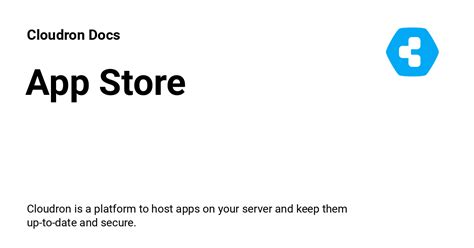 App Store Cloudron Docs