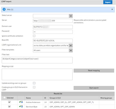 ldap import configuration and administration
