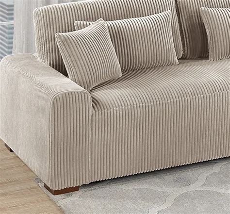 Dropship Modern 2pc Sectional Set Xl Plush Corduroy Fabric Camel Color
