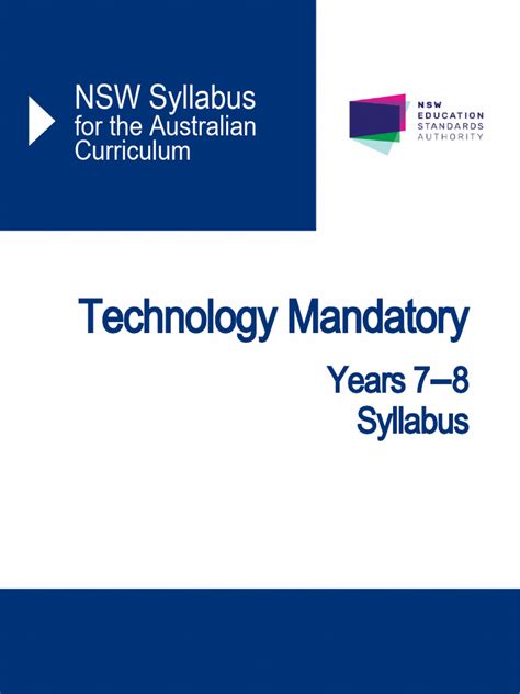 Technology Mandatory 7 8 Syllabus 2017 Pdf English As A Second Or