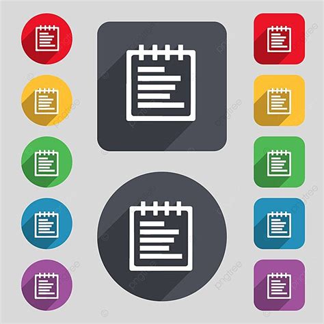 12 Colored Notepad Buttons With Shadowvector Flat Design Vector