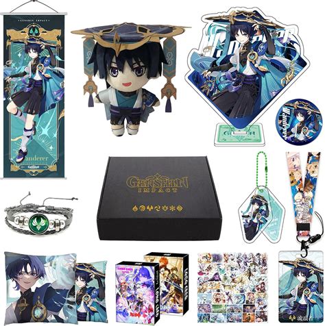 Amazon Com Motao Genshin Impact Box Xiao Hu Tao Qiqi Merch Set Doll Poster Pillowcase