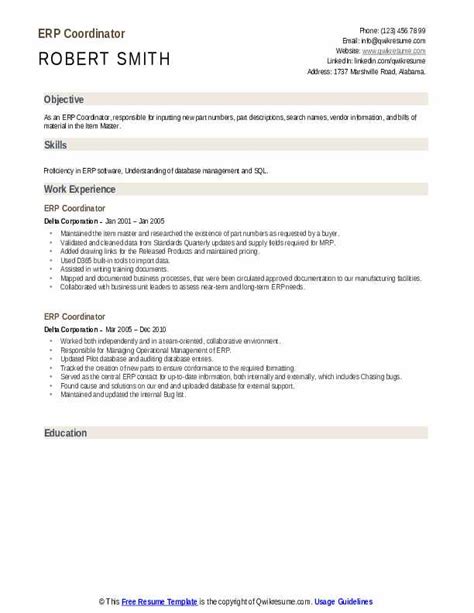10 Erp Coordinator Resume Samples And Templates For 2025