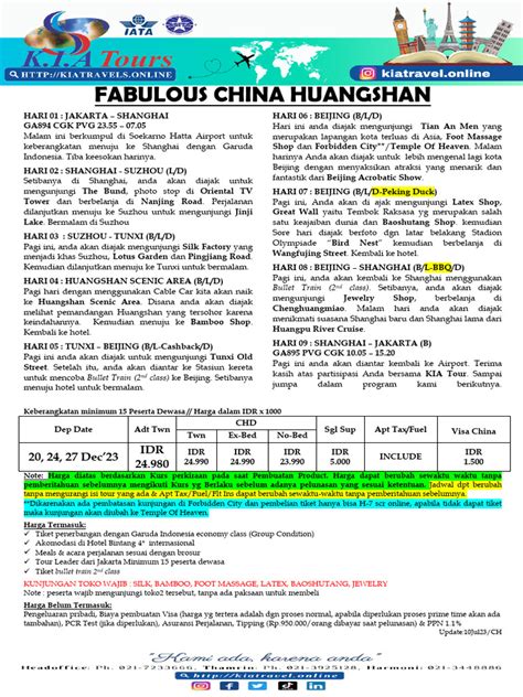 Fabulous China Huangshan 9d By Ga Akhir Tahun 2023 Pdf