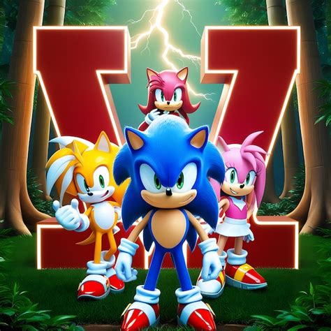 A 3d Render Of Sonic The Hedgehog Tails Knuckles The Echidna Amy Rose
