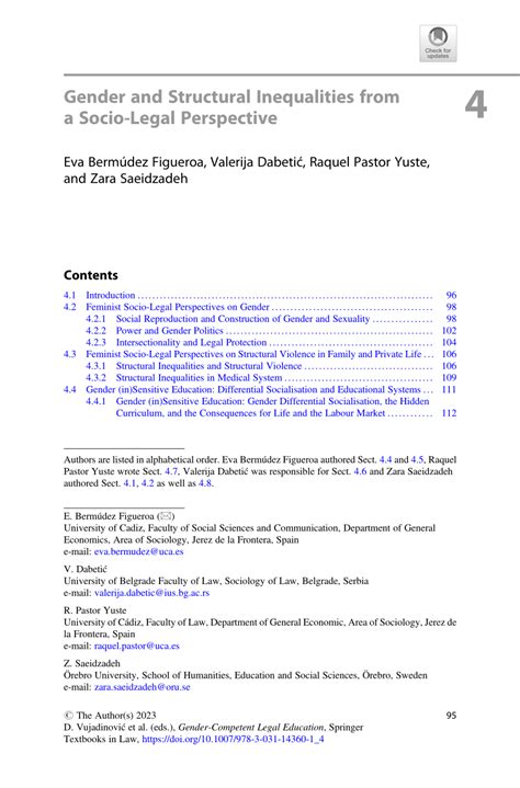 Pdf Gender And Structural Inequalities From A Socio Legal Perspective
