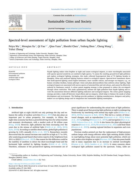 Pdf Spectral Level Assessment Of Light Pollution From Urban Façade Lighting