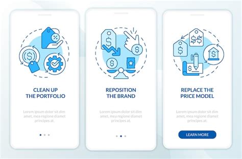 Premium Vector Dealing With Inflation In Business Blue Onboarding Mobile App Screen