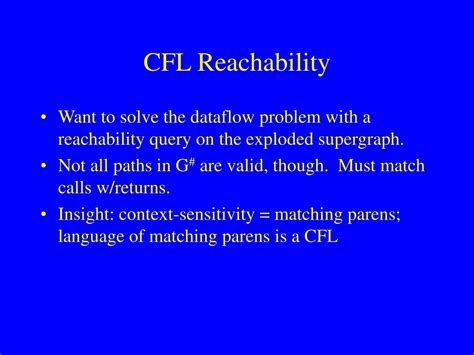 Ppt Context Sensitive Interprocedural Dataflow Analysis As Cfl
