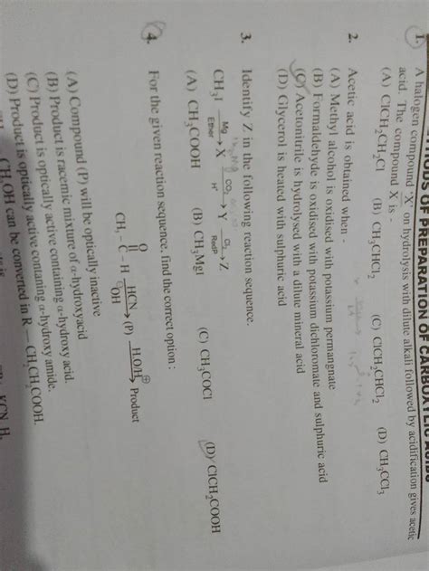 for the given reaction sequence find the correct option filo