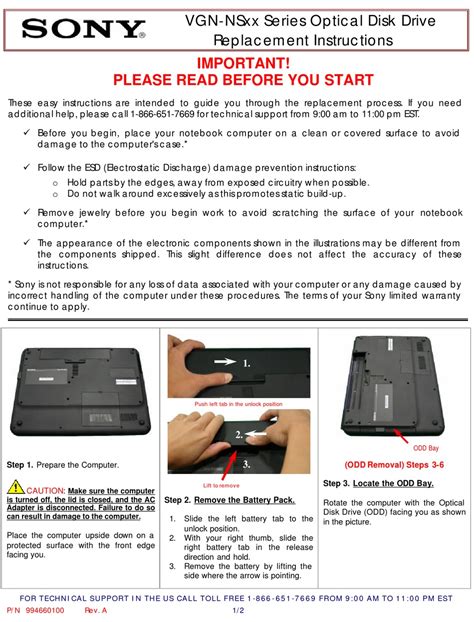 Sony Vgn Ns Series Replacement Instructions Pdf Download Manualslib