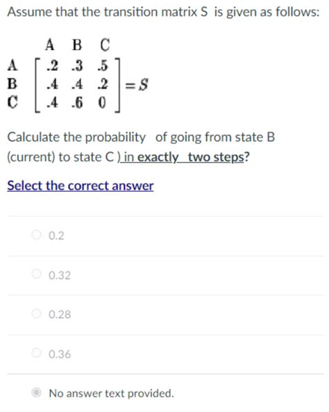 Solved Assume That The Transition Matrix S Is Given As Chegg